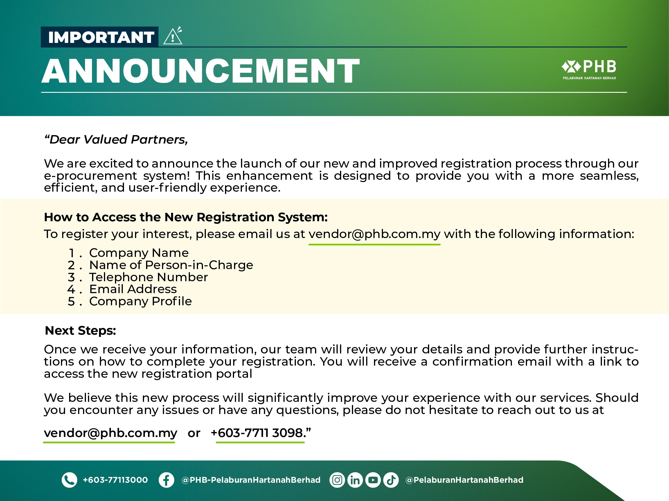 Announcement: New and Improved Registration Process via E-Procurement ...